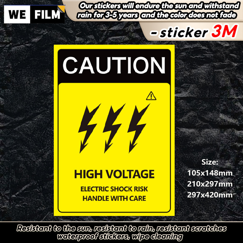 High Voltage Electric Shock Risk PVC Waterproof Sticker Safety Warning ...
