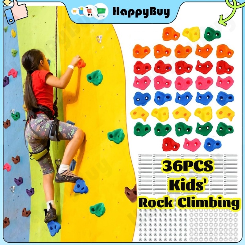 36pcs/Set Plastic Climbing Rock Wall Stone with screws Assorted Color ...