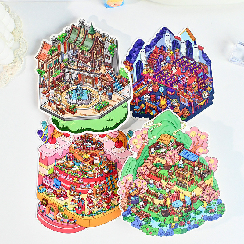 ENWEI 4 Pcs [Senyou 11.0 Game Series] Miniature Scene Creation Stickers ...