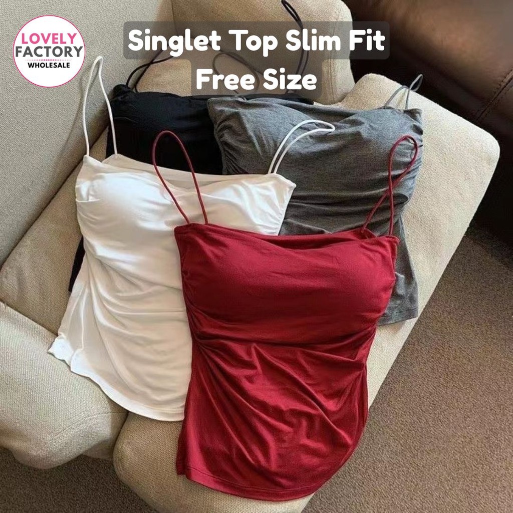 Singlet Top Slim-Fit Free Size Women | Shopee Malaysia