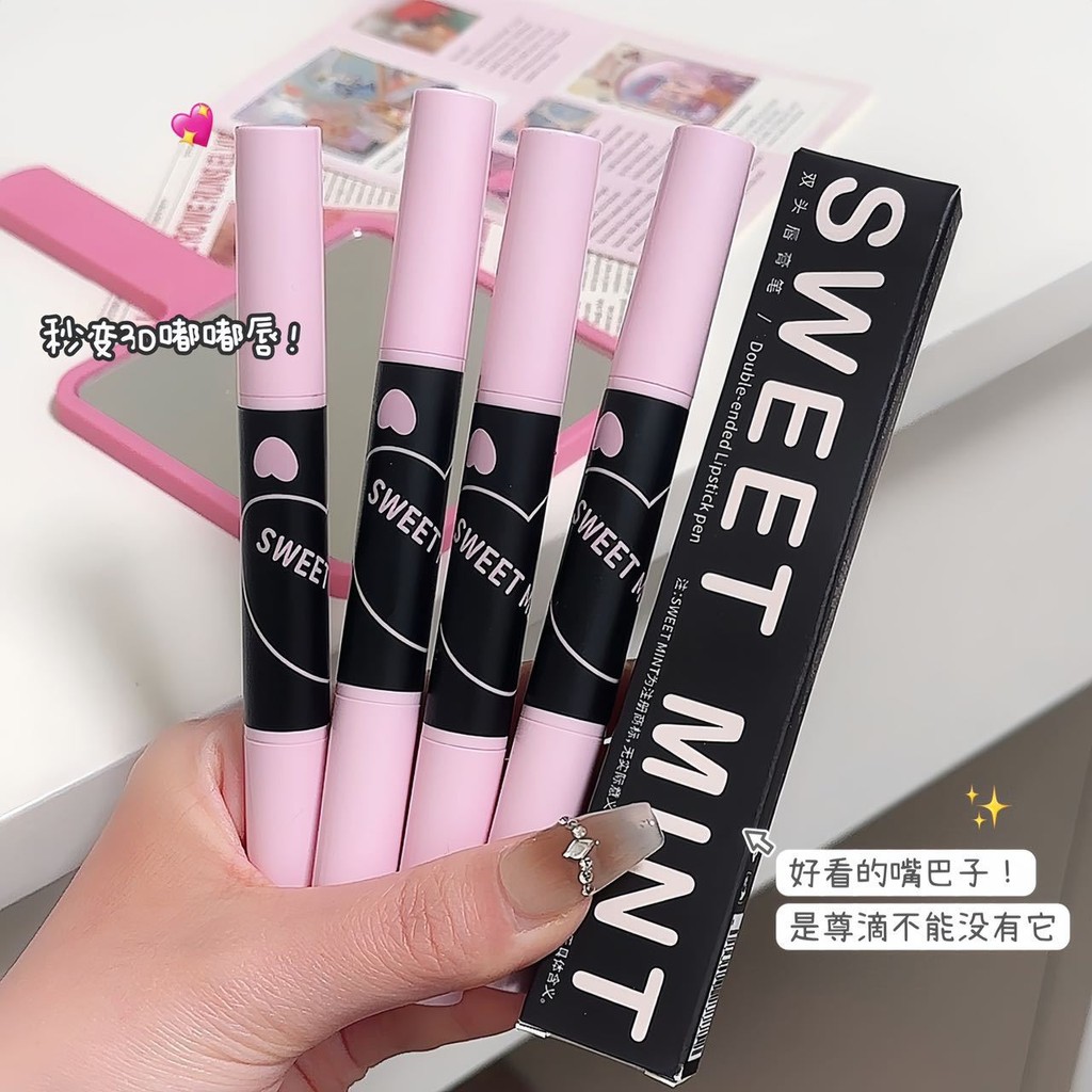 SWEETMINT Pensil Pelapik Bibir Dua hujung Kemasan Matte Pelapik Bibir Dua hujung Gincu ...
