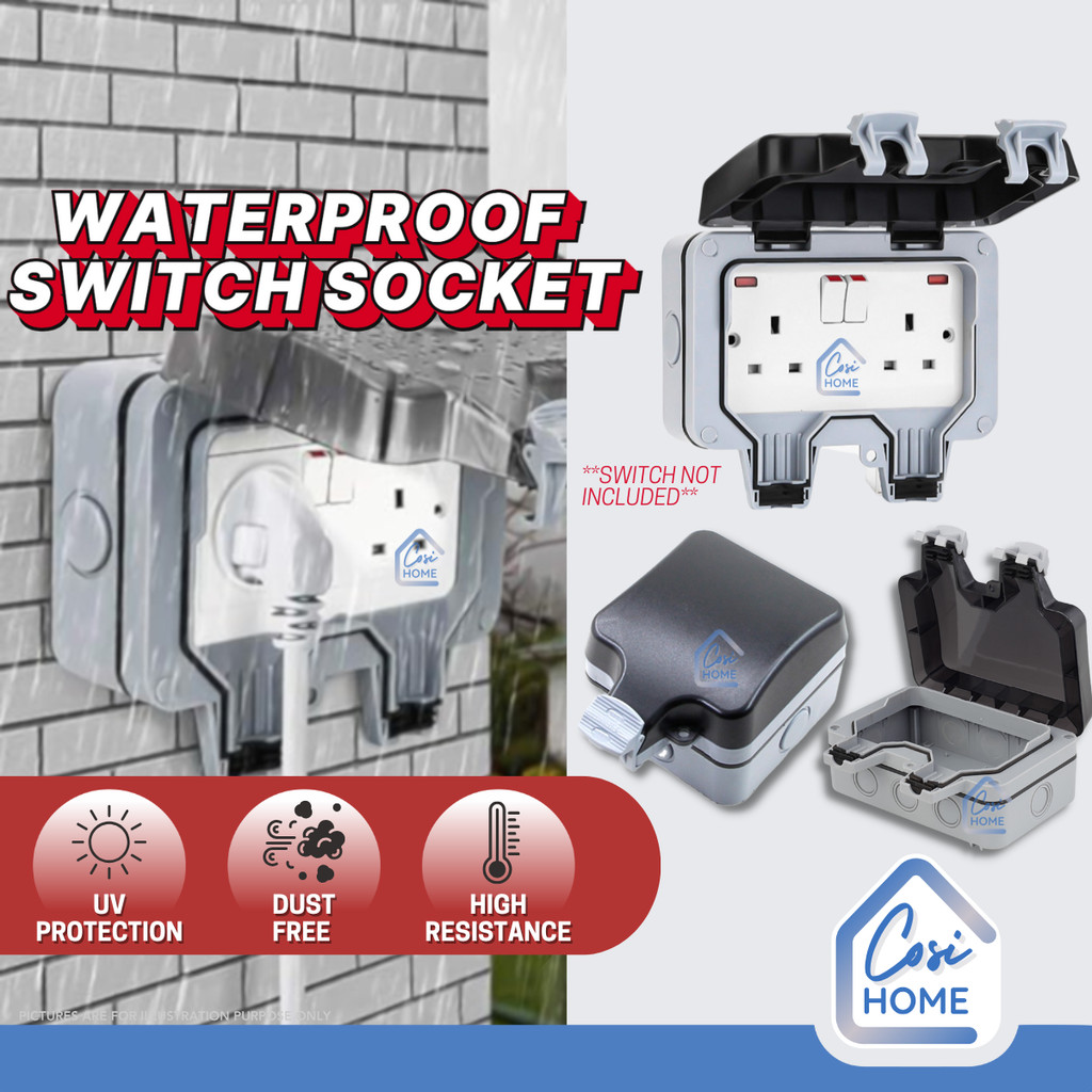 Outdoor Waterproof Switch Socket Cover Wall Plug Protector Casing Soket ...