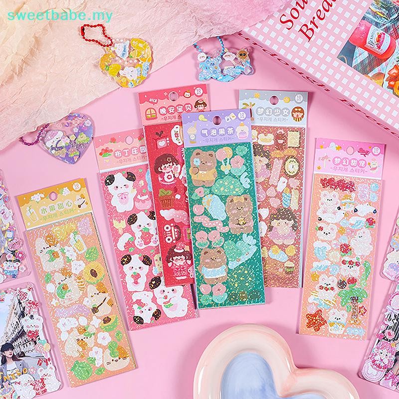 SWEETBABE 10PCS Kawaii Korean Deco Sticker Pack Cute Colorful Cartoon ...