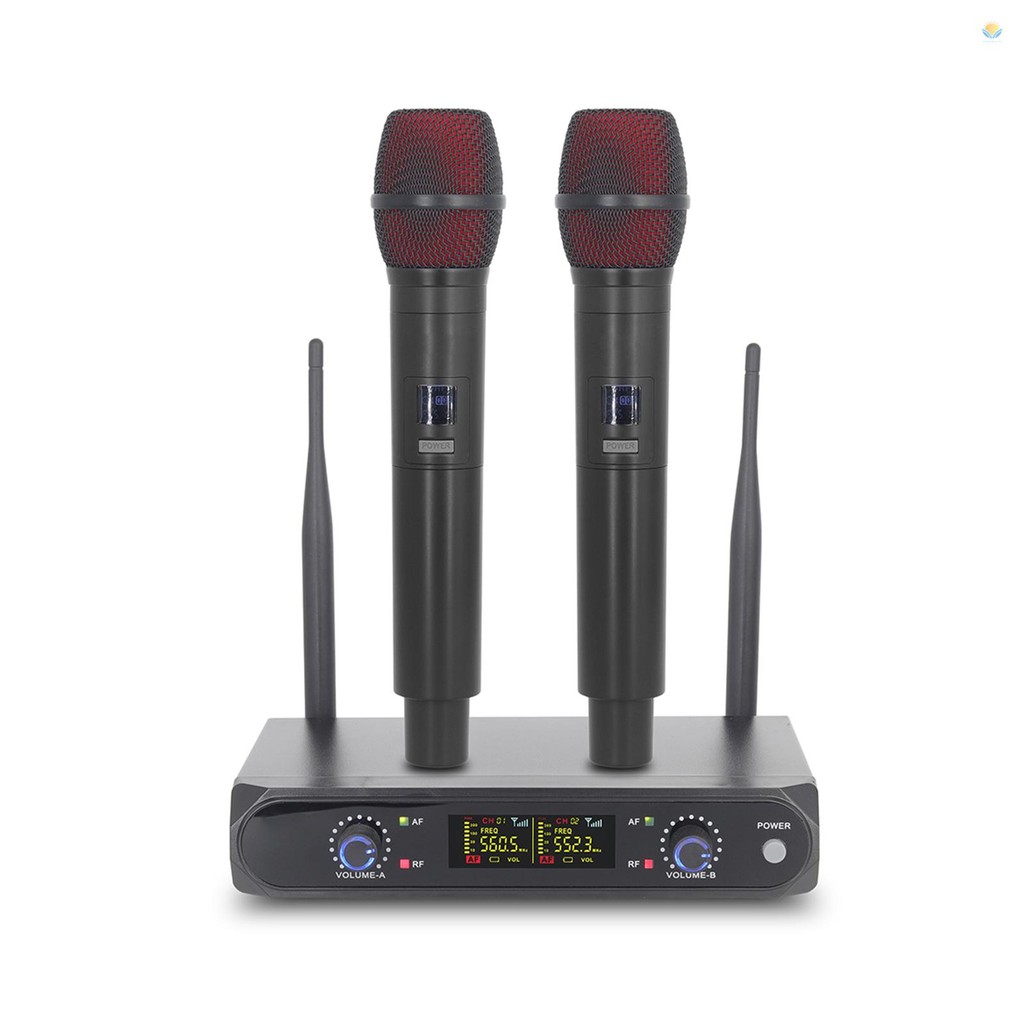 Wireless Microphone System with 2 Handheld Mic VHF UHF Wireless ...