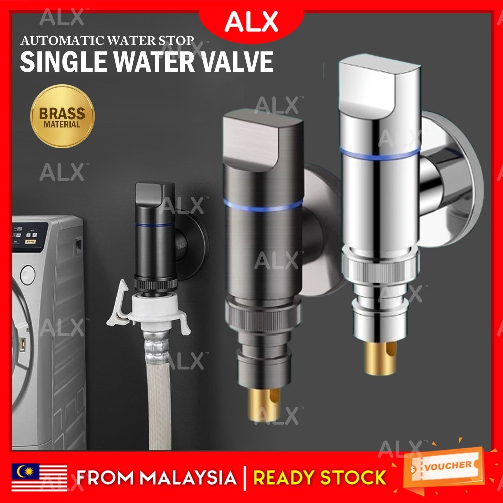 ALX Full Brass Washing Machine Faucet Auto Stop Water Faucet Valve ...