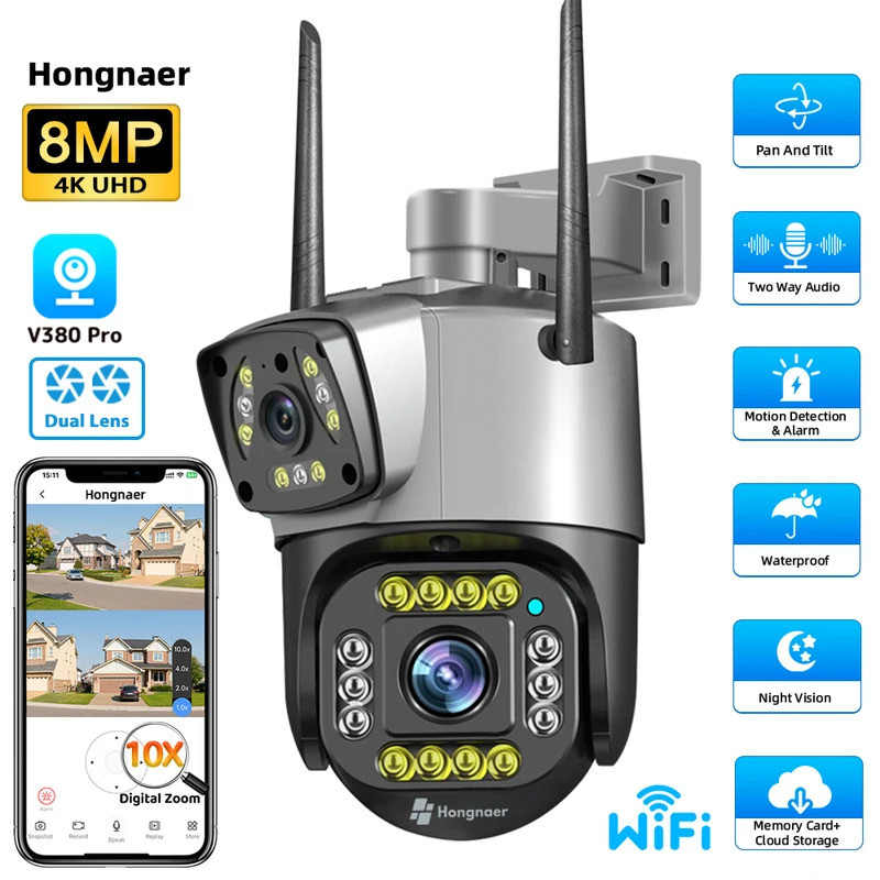V380 Pro 8MP 4K Dual Lens Outdoor Home Waterproof Night Vision IP PTZ WiFi Wireless CCTV Smart ...