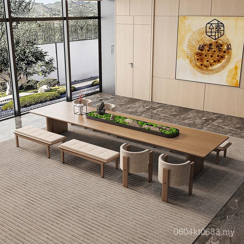 Tea Table Chair Tea House Solid Wood Conference Room Tea Room Log Color ...