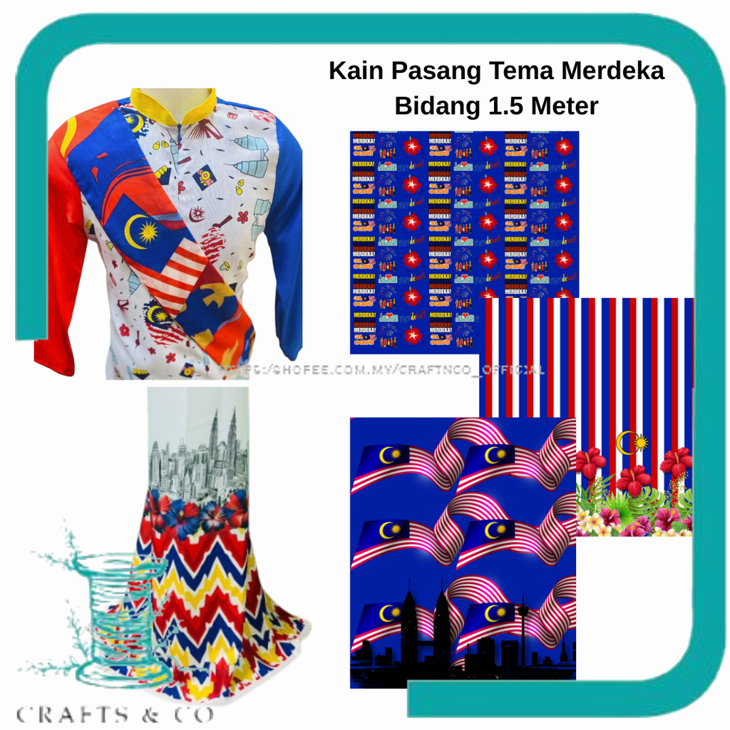 (1Meter) Kain Polyester Kain Merdeka Lebar 65 Inci / Polyester Cloth ...