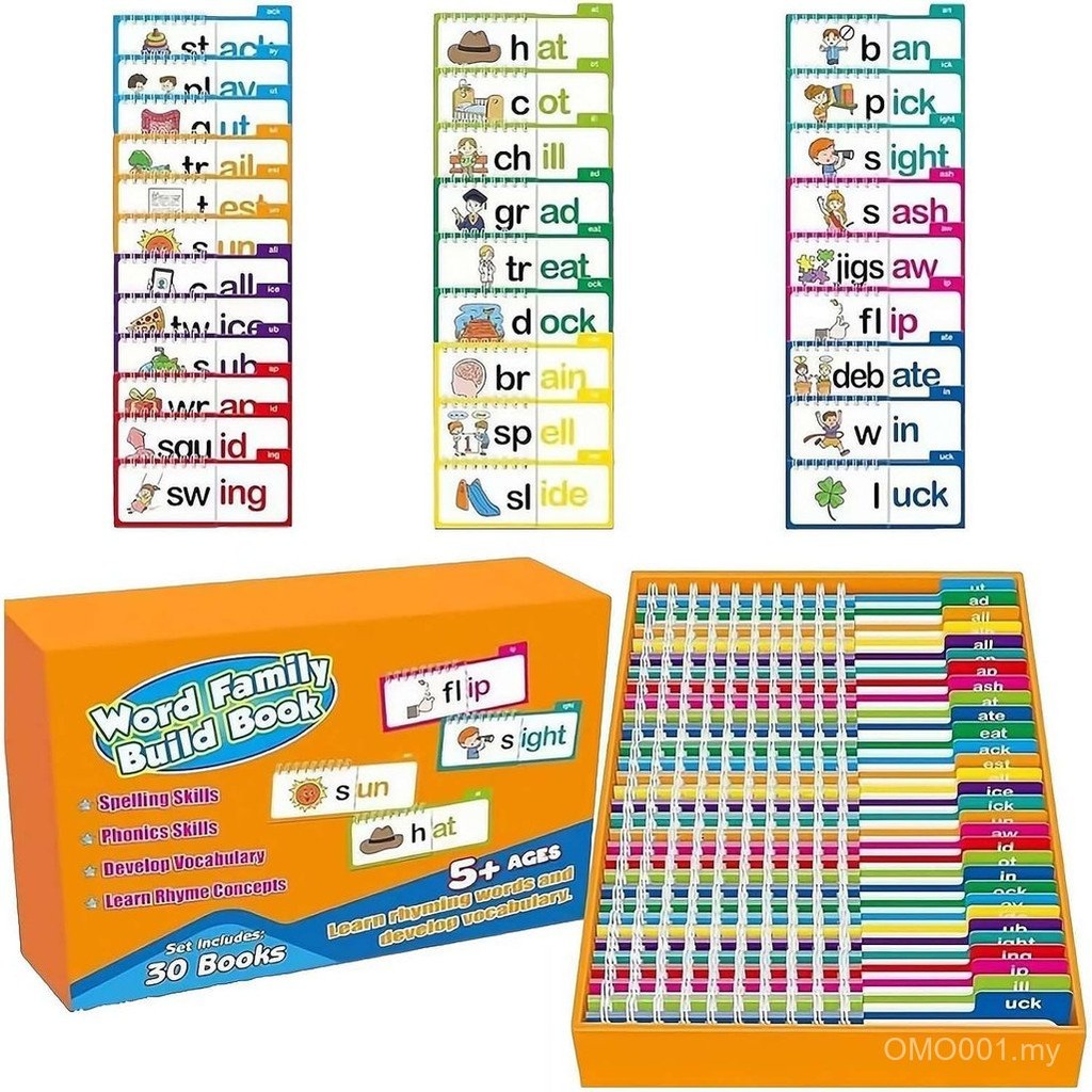30 Read and Rhyme Flip Books, Word Family Build Book, Letter Sounds ...