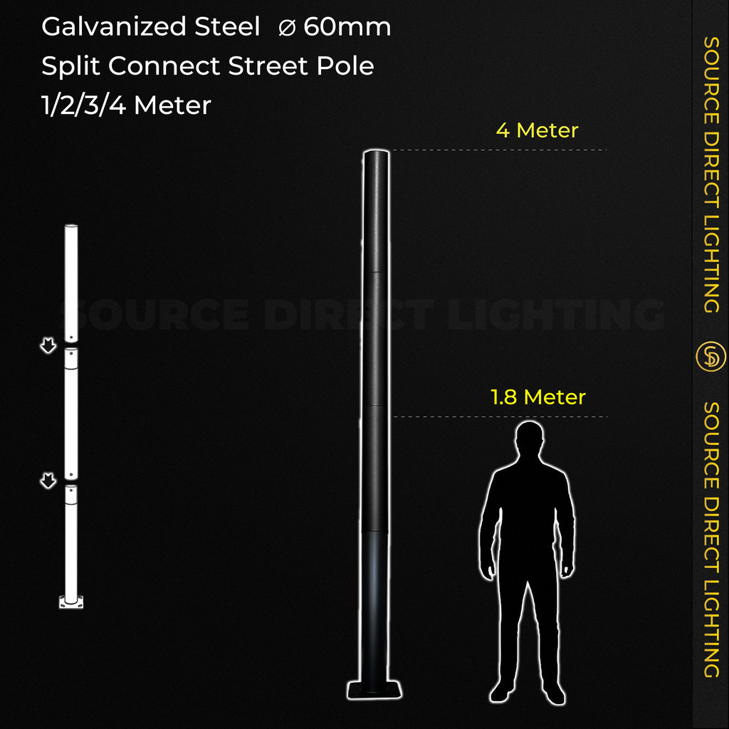 Pole, Tiang Street Light Solar Pole 60mm 1-4M Parking Pole CCTV Camera ...