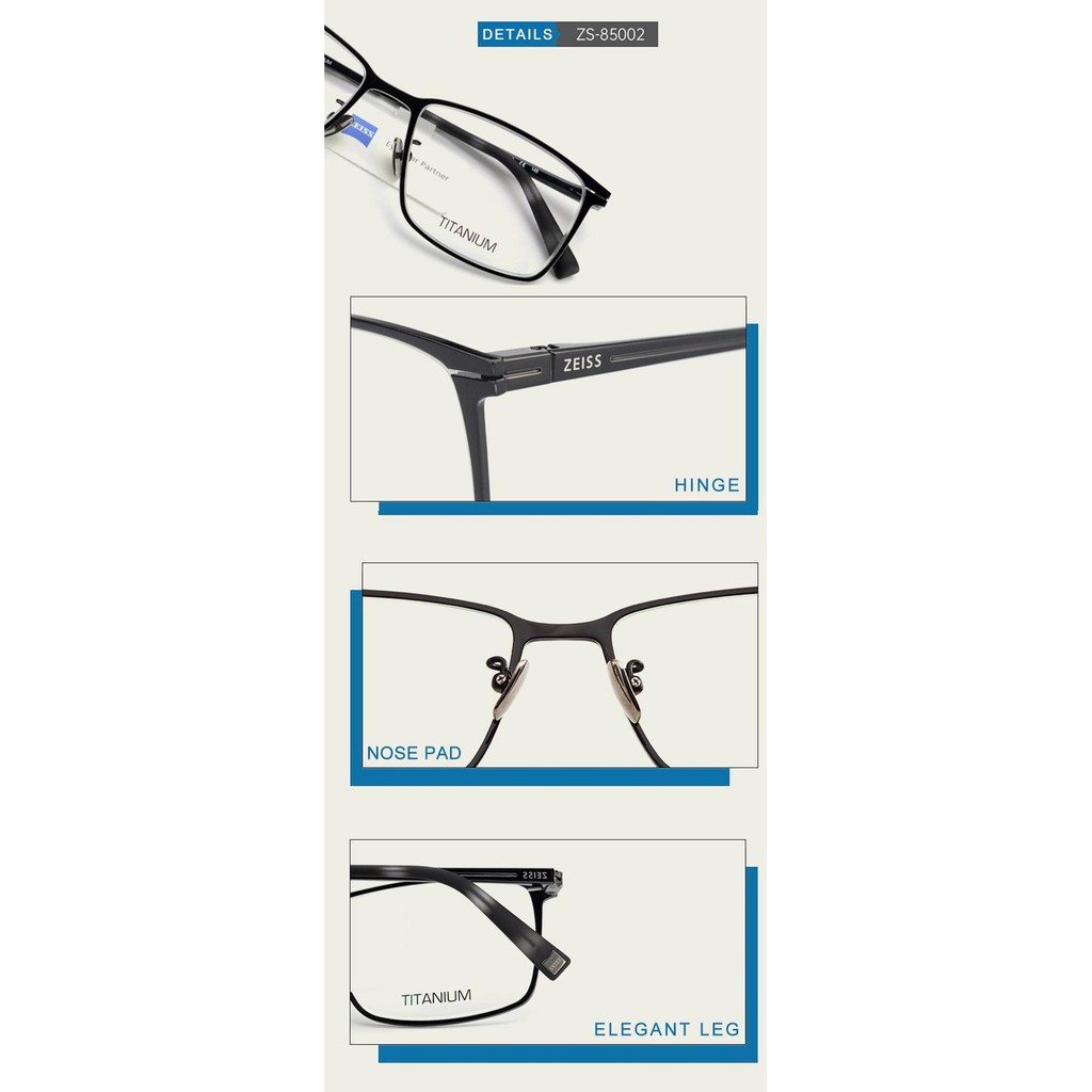 ZEISS Spectacle Frame ZS85002 Pure Titanium Leg Light-weighted Frame ...