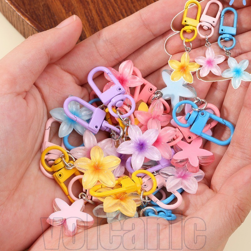 2/4/6Pcs Frangipani Key Rings - Cute DIY Flower Keychains - Cherry ...