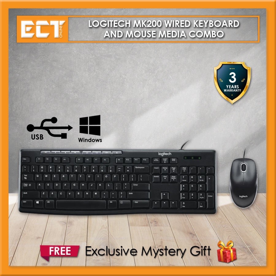 Logitech MK200 Wired Keyboard and Mouse Media Combo | Shopee Malaysia