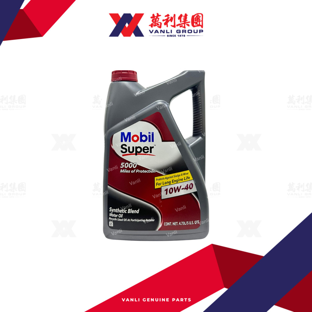 Mobil Super 5000 Semi Synthetic Engine Oil 10W40 API SN+ ( 5 Quarts = 4 ...
