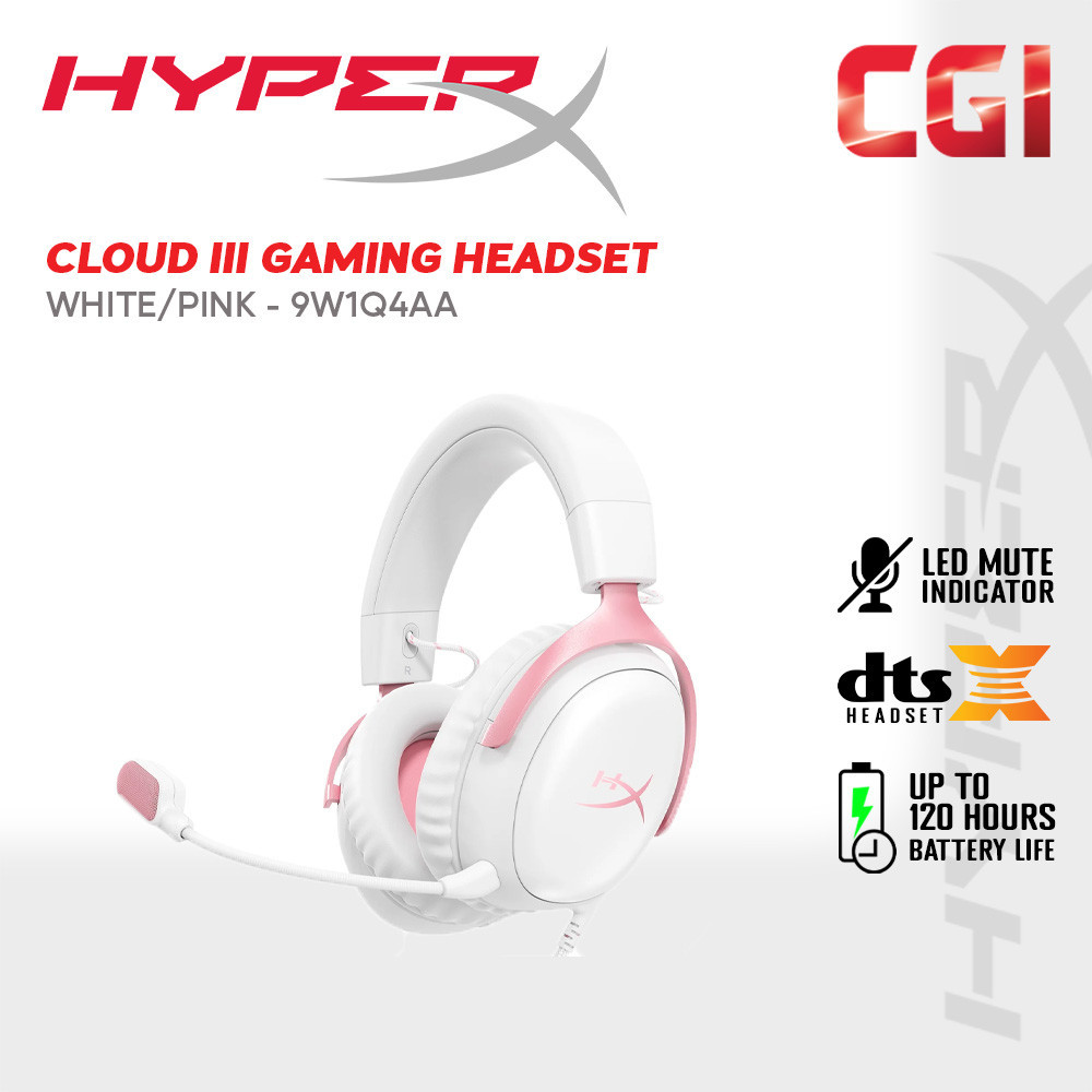 HyperX Cloud III X Spatial Audio Gaming Headset - White | Pink (9W1Q4AA ...