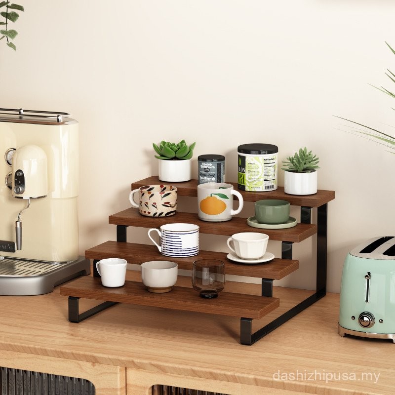 Stepped Display Rack Wooden Desktop Multi-Layer Shelf Perfume Coffee ...