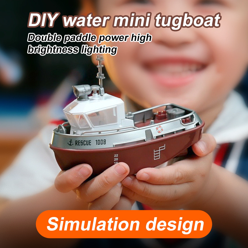 MINI RC Control Tugboat Boat Powerful Dual Motor 2.4G Radio Remote ...