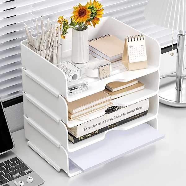 bookshelf rak buku Rak fail pelbagai lapisan A4, kotak penyimpanan ...