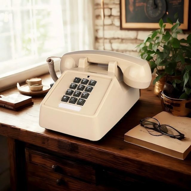Old-fashioned Retro Telephone Nostalgic Landline Button Fixed Wiring ...