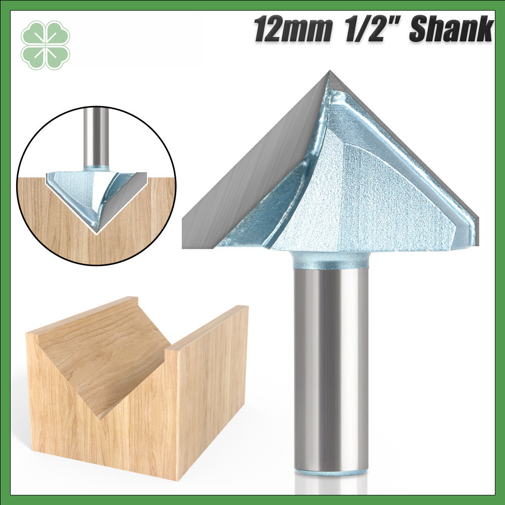 Large 90 Degree V-Groove Router Bit, 12mm Shank V Shape Milling Cutter ...