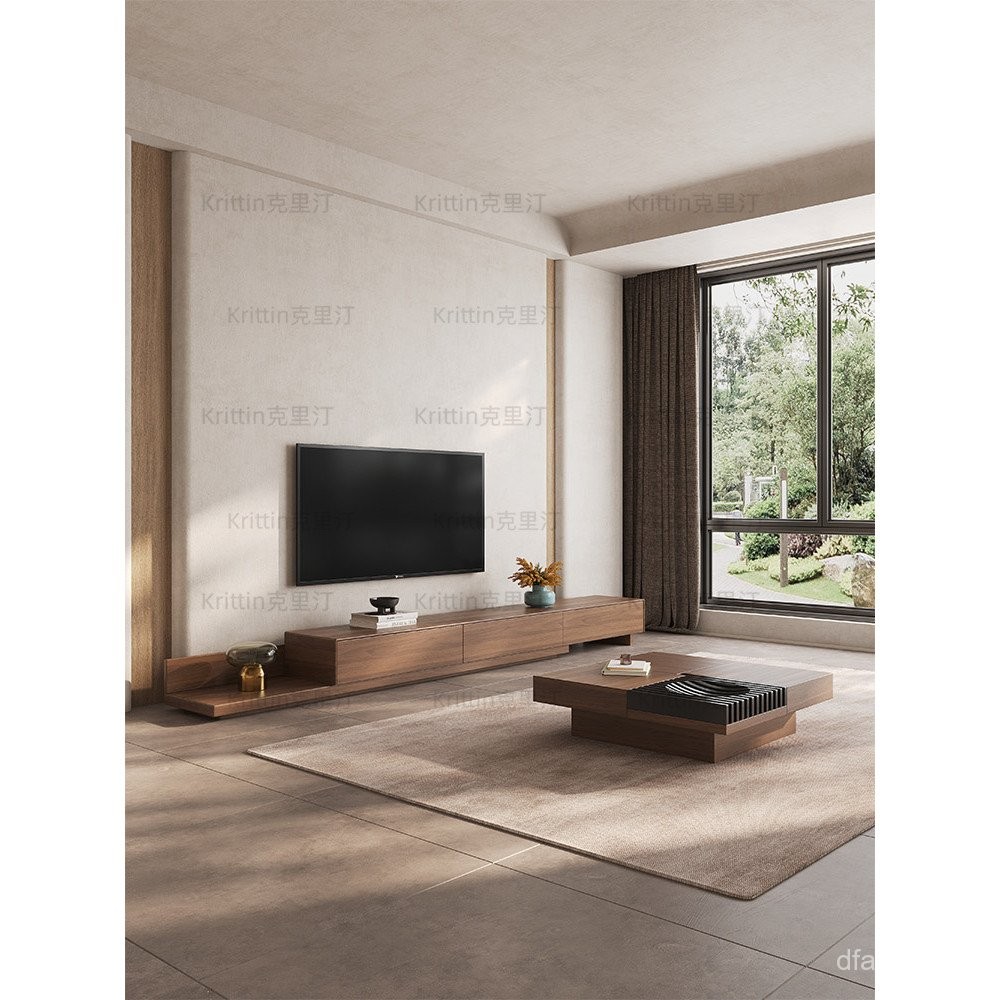 Meja Kopi Kayu Pepejal Gaya Itali dan Set Kabinet TV untuk Ruang Tamu ...