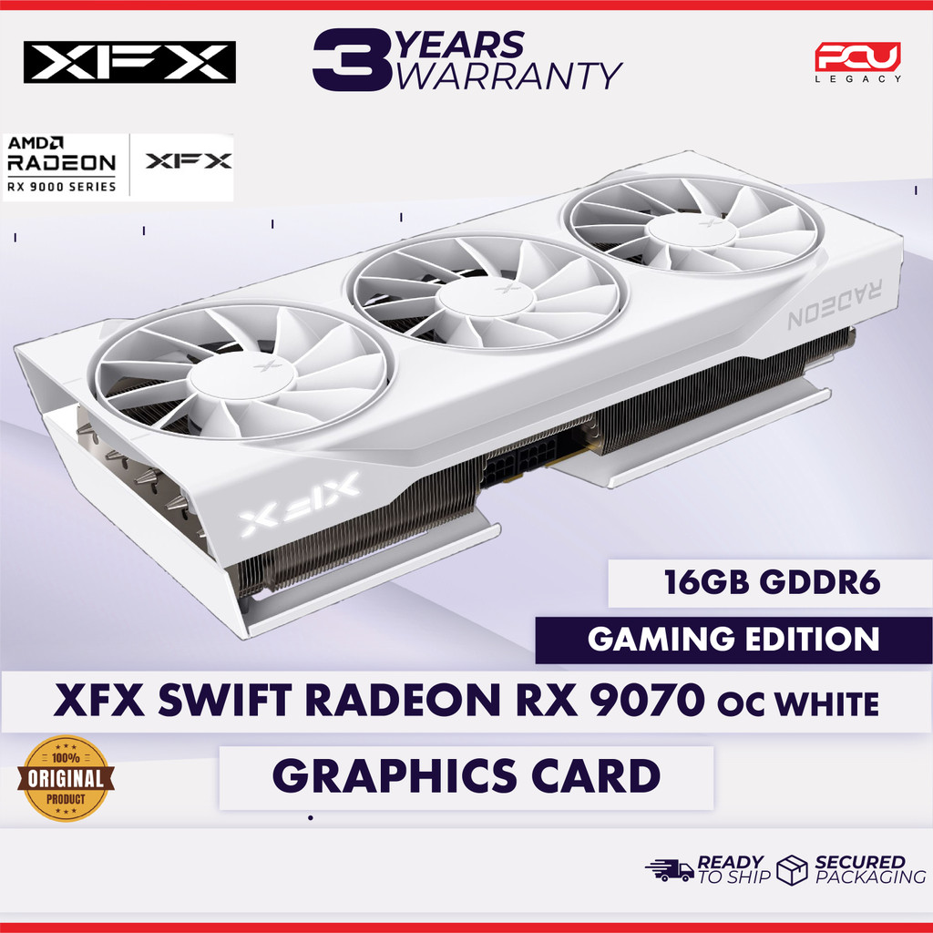 XFX SWIFT AMD RADEON RX 9070 OC TRIPLE FAN WHITE GAMING EDITION 16GB ...