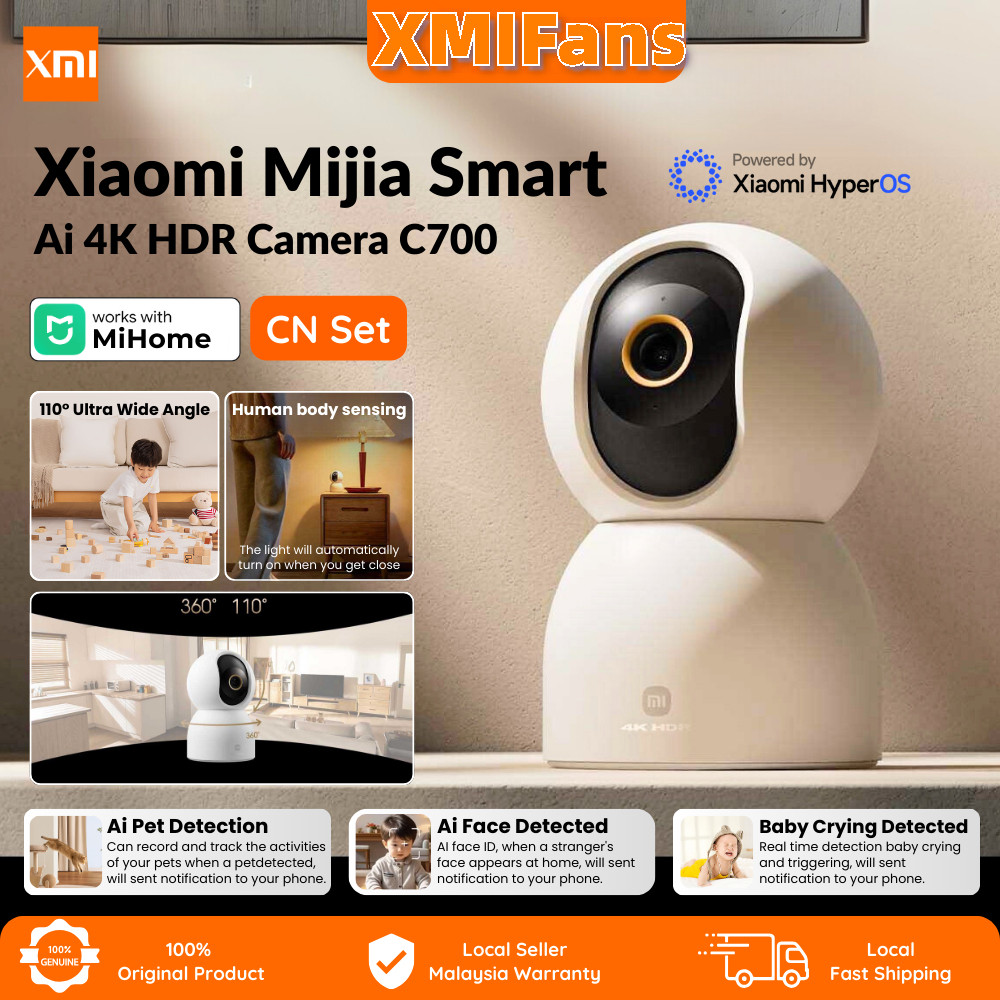 Xiaomi Closed Circuit TV Smart Camera C700 4K Full Color Night Vision 360 Angle 8MP AI Sports ...