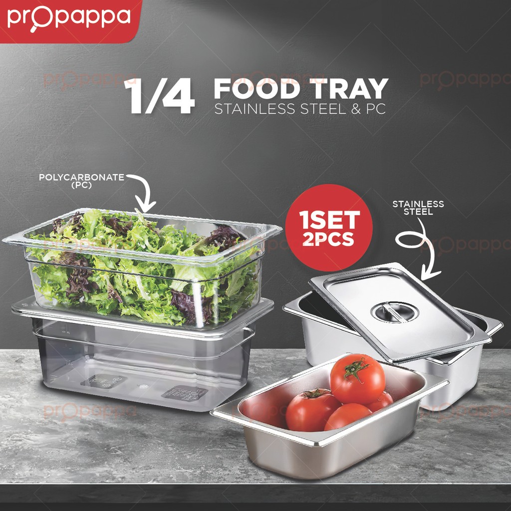 Propappa - [2Pcs per Set] 1/4 Stainless Steel/Polycarbonate (PC) Tray ...