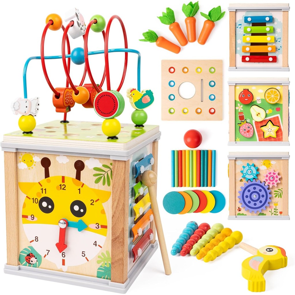 Wooden Activity Rubik's Cube | 10 in 1 Montessori Toy | Multifunctional ...