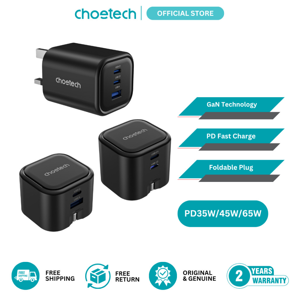 CHOETECH PD3065 PD3066 PD3068 35W/45W/65W GAN PD USB-A Type C Fast ...