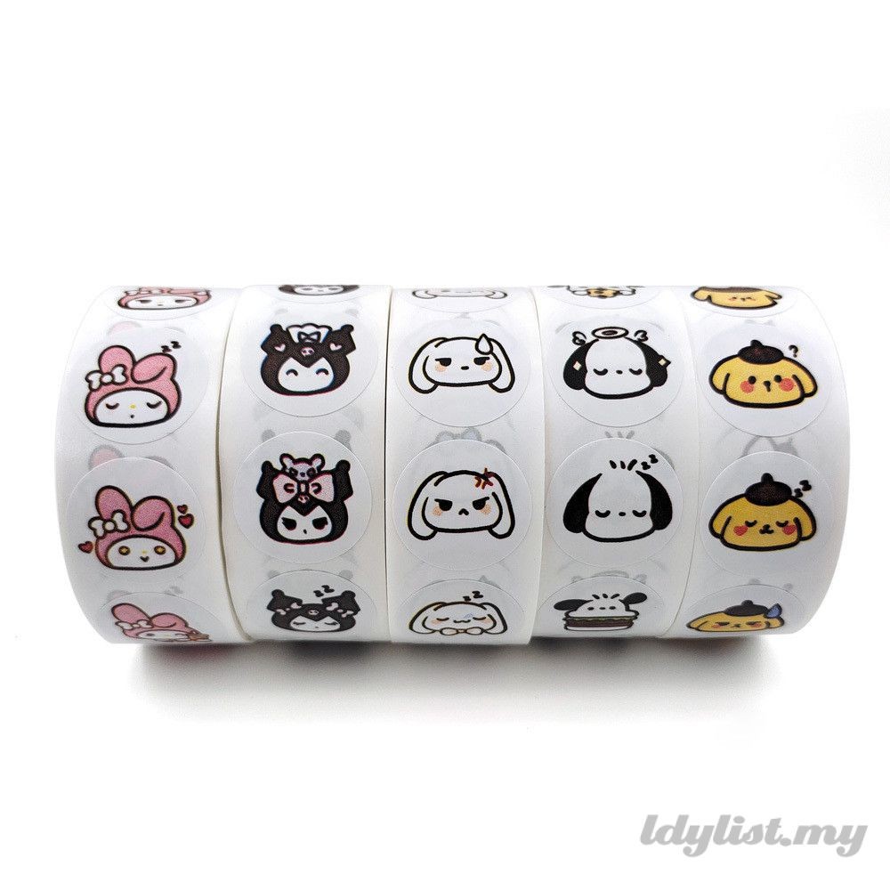 ღ 500pcs Sanrio Kuromi My Melody Cinnamoroll Stickers Roll Cute Cartoon ...