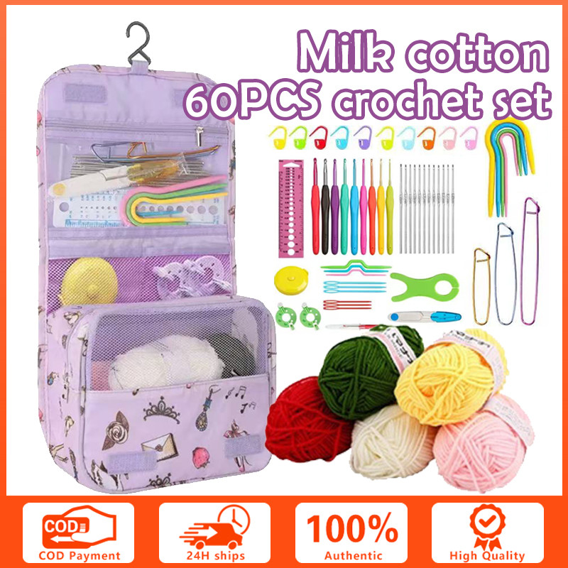 【New upgrade】60PCS DIY Beginner Crochet Set Full Set of Crochet ...