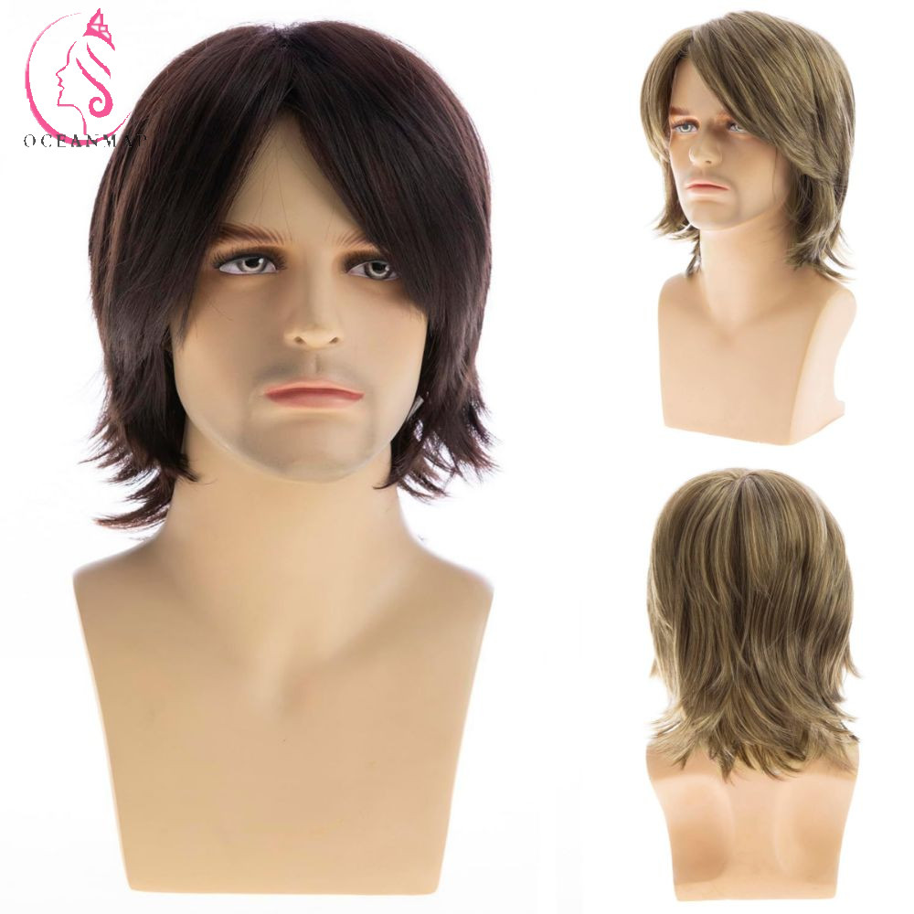 OCEANMAP Male Mullet Head Wigs, Hippie Natural Synthetic Cosplay Wigs ...