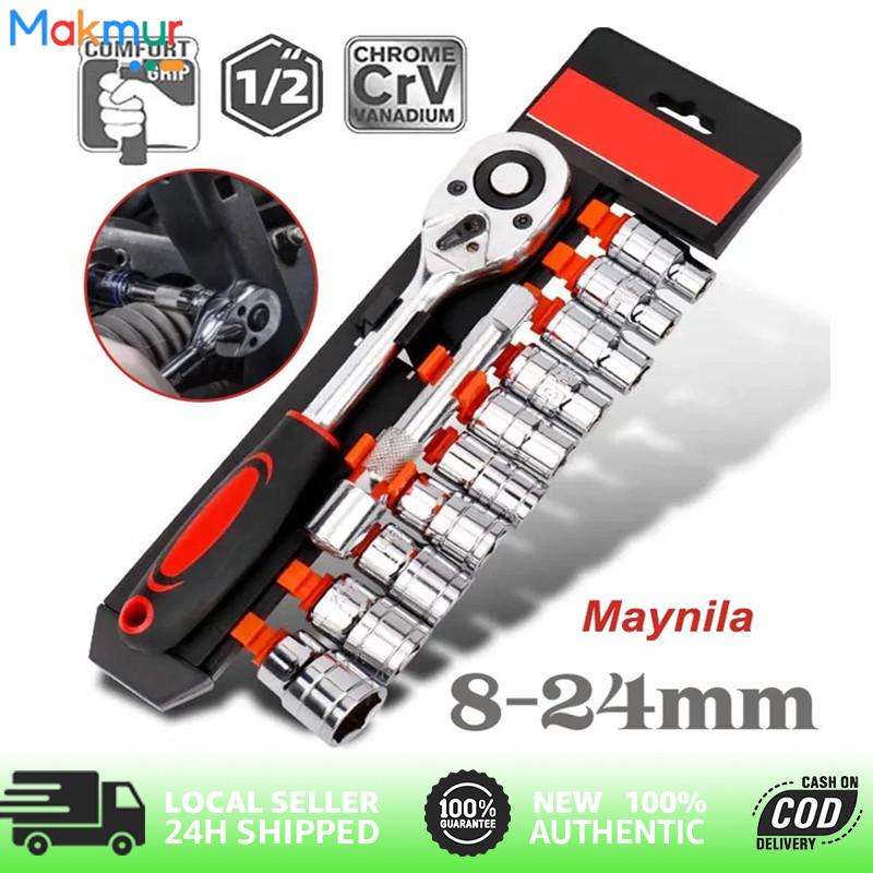 Portable Heavy Duty Ratchet Wrench Socket Set - 12pcs Steel Quick ...