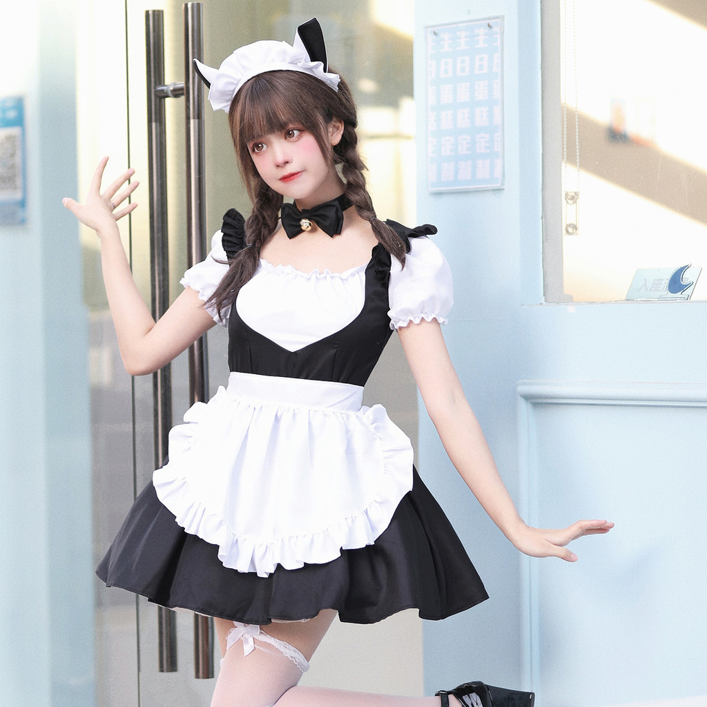Cat Maid Costume Japanese Black White Maid Costume Cute lolita Dress ...