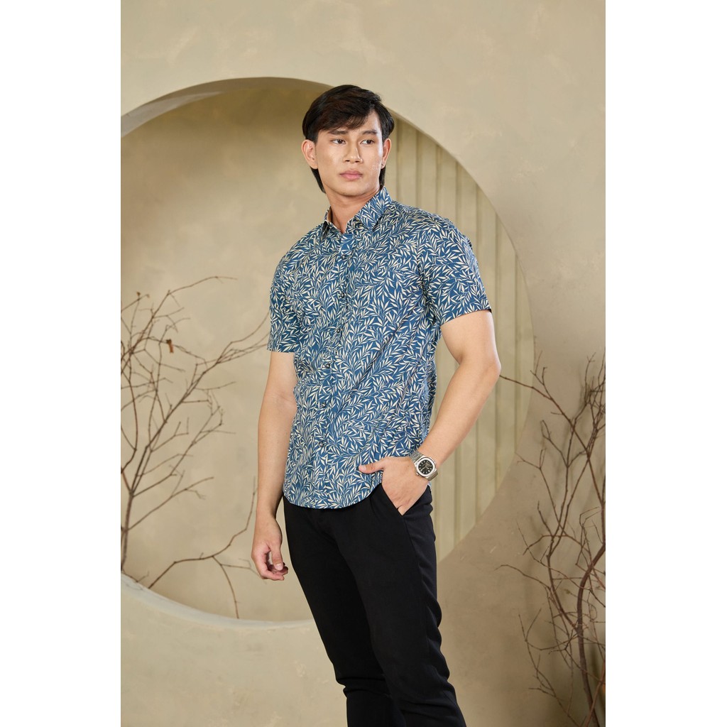 I Am Famous Signature Slim Fit Shirt - Bamboo Leaf Khaki in Blue ...
