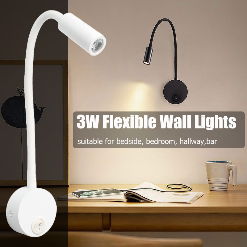 【Ready Stock】Flexible Hose LED Modern Wall Lamp 3W Silver Black ...