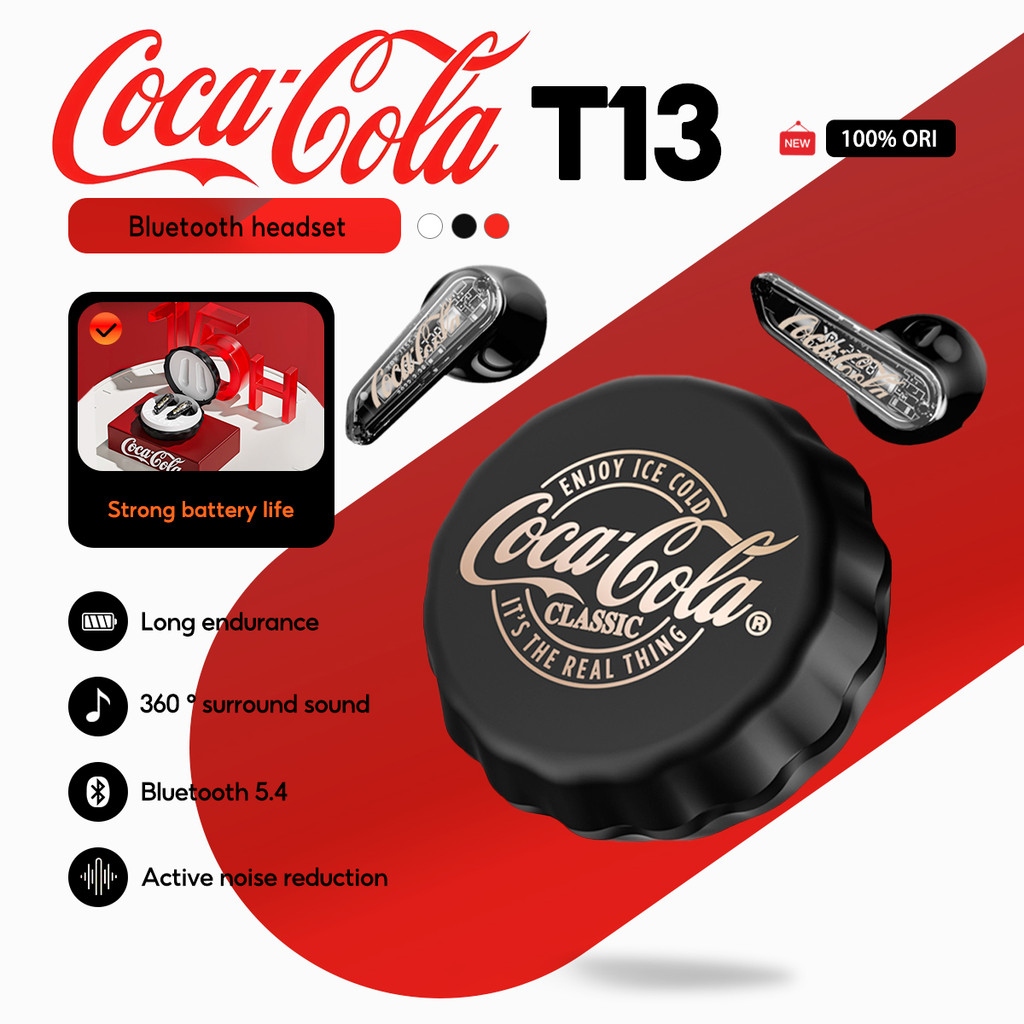 Coca-Cola T13 True Wireless Bluetooth Earbuds Semi-in-ear Design | 13mm ...