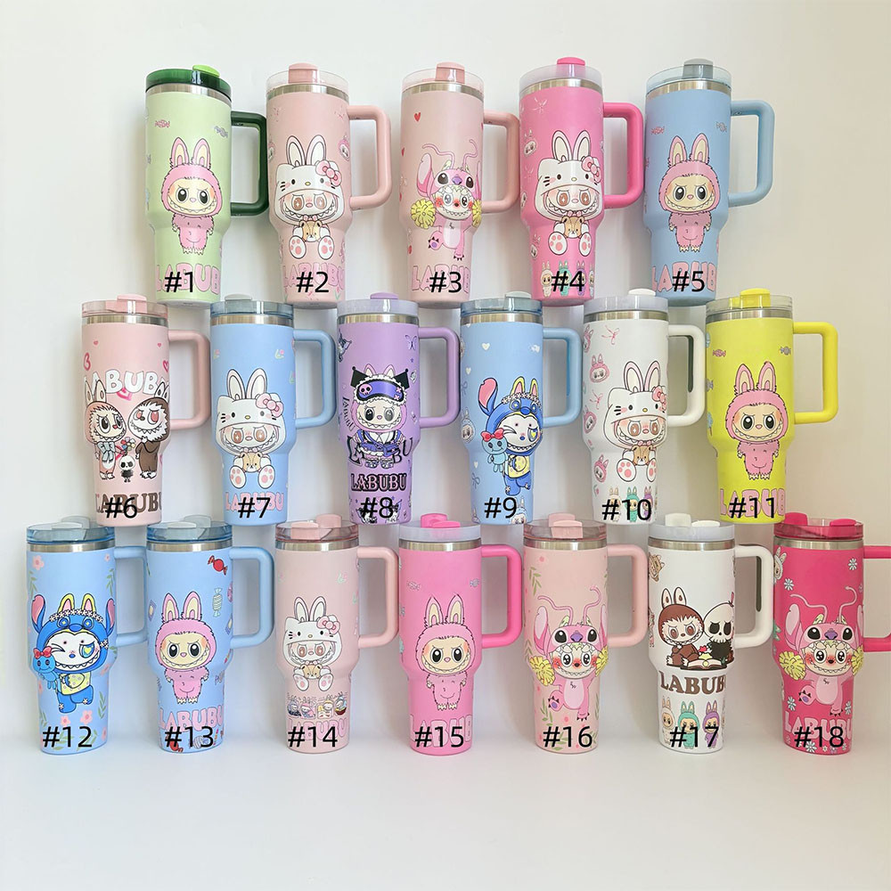40oz Funny Labubu Cute Monsters Tumbler with Lid and Handle,Women ...