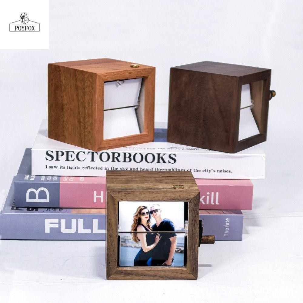 POYFOX DIY Wooden Rotating Picture Album, Luminous Hand Motion Hand ...