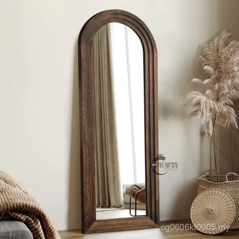 Medieval ins Style Full-length Mirror Wall-Mounted Wooden Frame Floor ...