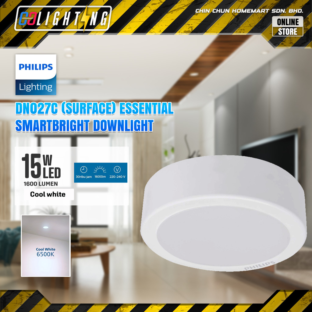 PHILIPS DN027C [SURFACE] ESSENTIAL SMARTBRIGHT DOWNLIGHT G3 LED BULB ...