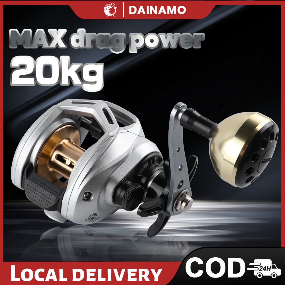 Dainamo Baitcasting Fishing Reel Brass Gears 20KG Max Drag 6.3:1 High ...