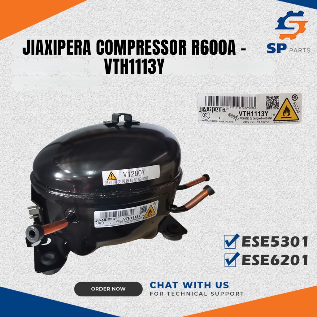 REFRIGERATOR JIAXIPERA COMPRESSOR R600A - VTH1113Y - ESE5301/ESE6201 ...
