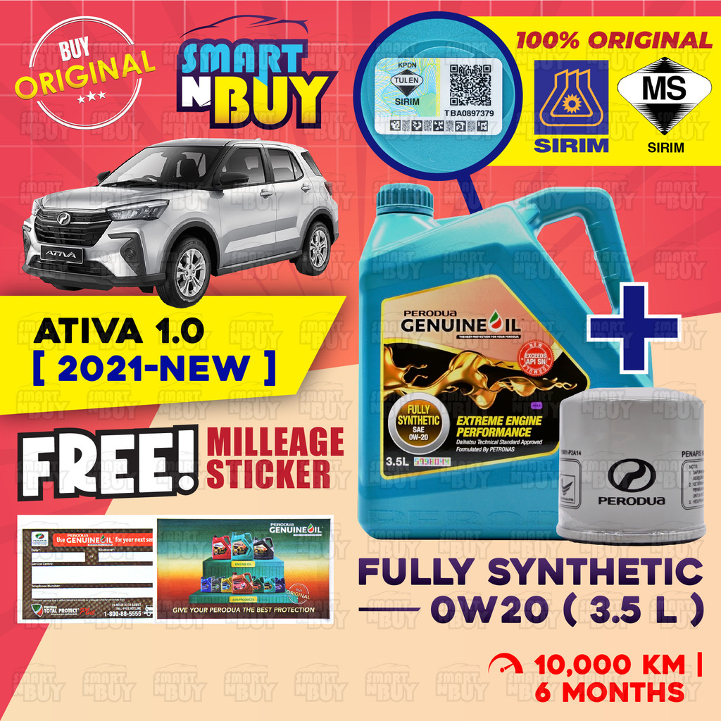 Perodua Engine Oil 0W20 Fully Synthetic Original Minyak Hitam Kereta ...