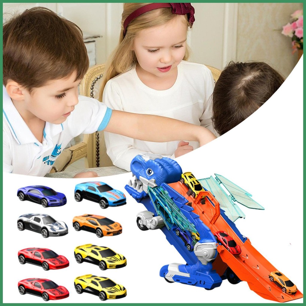 Dinosaur Transport Truck Colorful Track Toy for Boys Portable Preschool ...