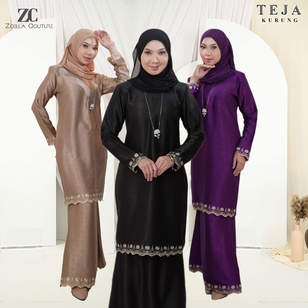 Zoella Couture Set Baju Kurung Sulam Teja 2025 Jaquard Silk | Shopee ...