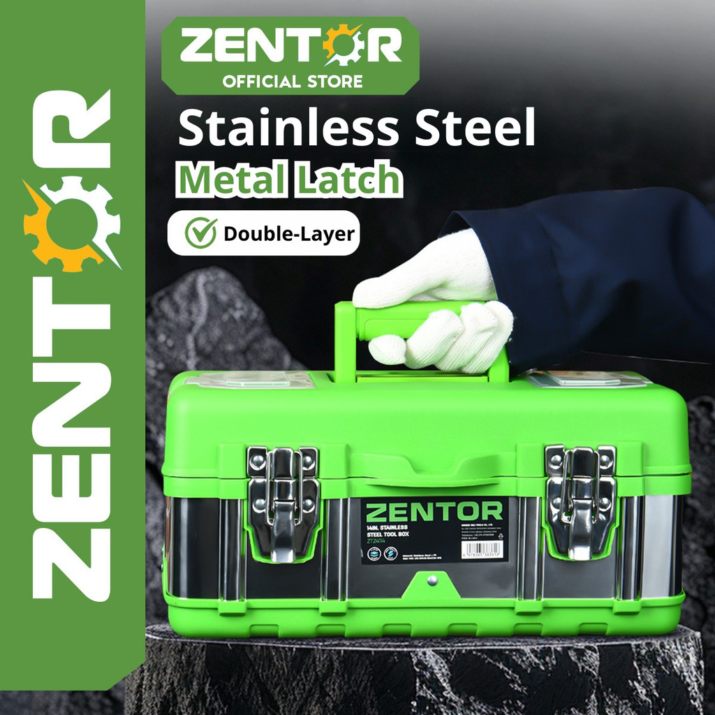 ZENTOR Durable Stainless Steel Toolbox – Rust‑Proof & Heavy Duty Kotak ...