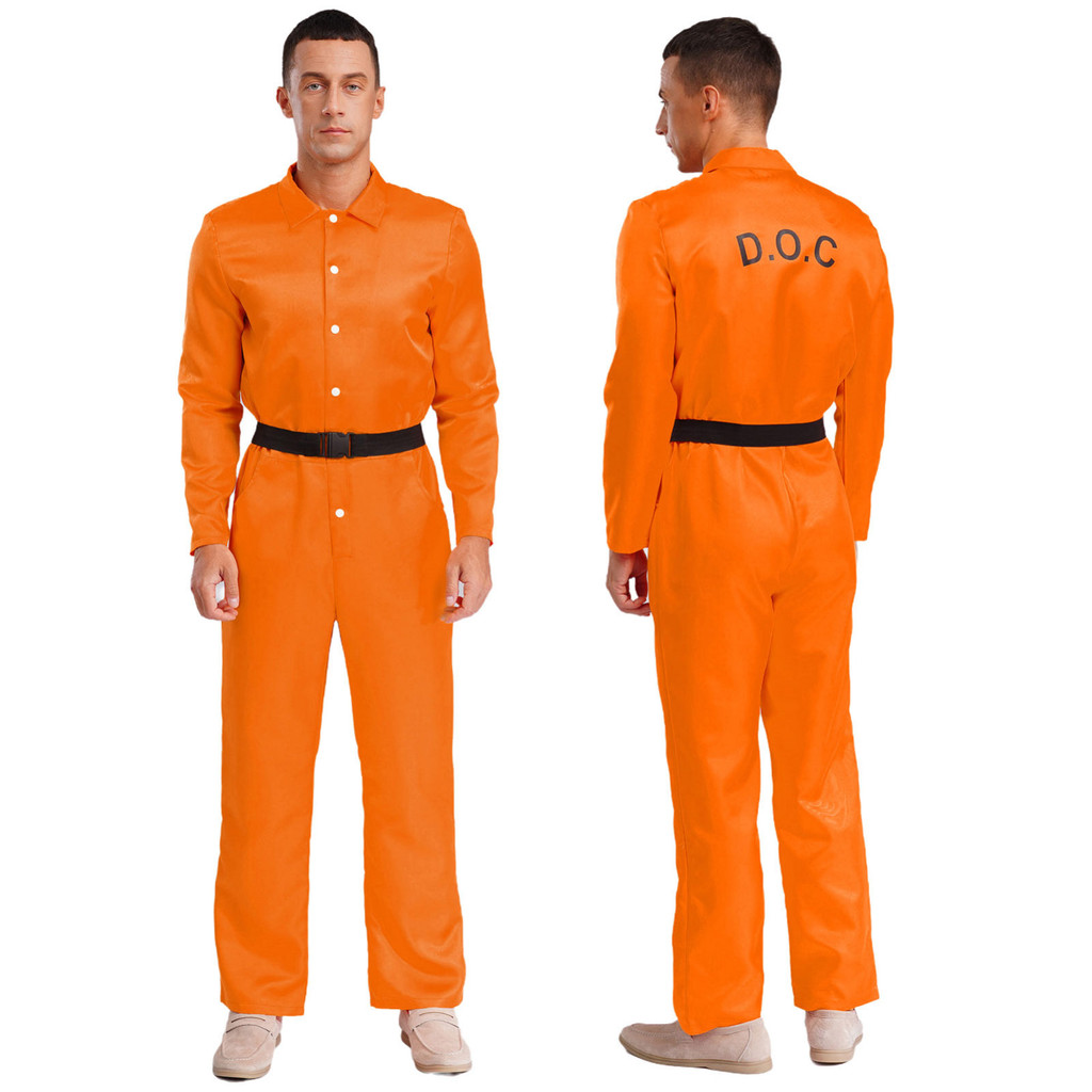 inhzoy Adult Unisex Halloween Prisoner Cosplay Costume Long Sleeves ...