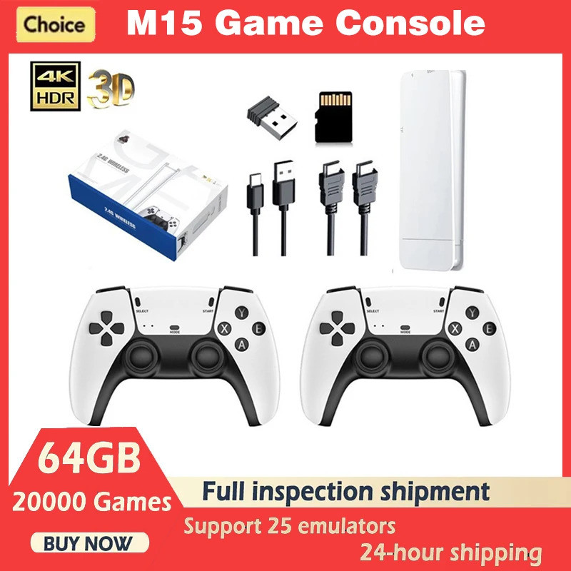 M15 Video Game Stick 4K 64G 20000+ Retro Games Handheld Video Console ...